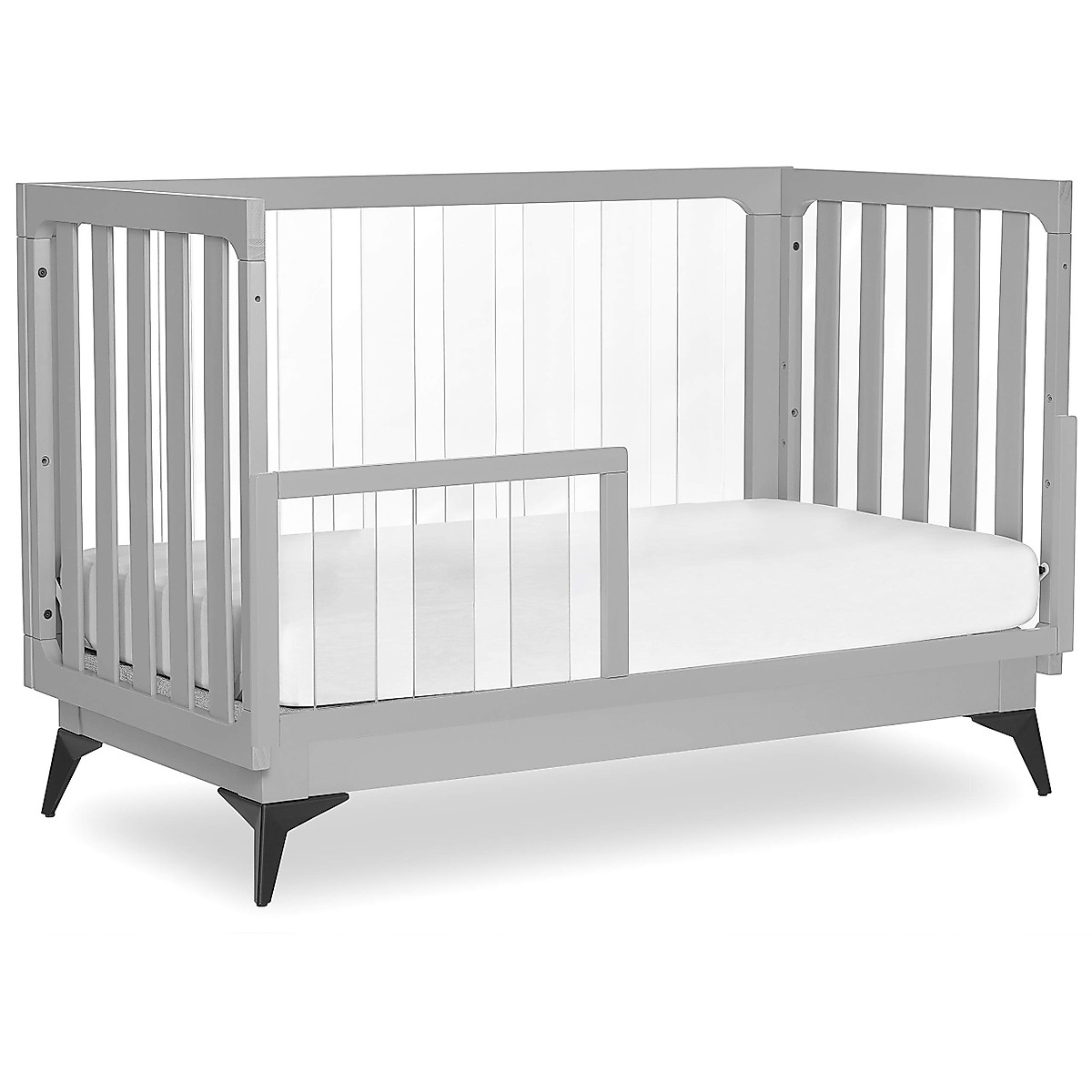 Evolur Acrylic Millennium 4 in 1 Convertible Crib Toddler Rail I Easily Coverts to Toddler Bed & I Acrylic Slats, Pebble Grey (702AC-PG)