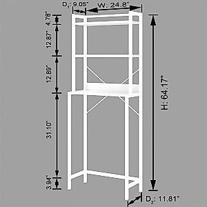 Launica Over Toilet Storage Shelf, Industrial Metal Bathroom Shelves Over Toilet, Modern Wooden 3 Tier Above The Toilet Storage Rack, Freestanding Space Saver Bathroom Organizer Over Toilet, White Oak
