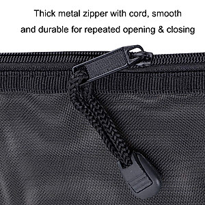 HRX Package Nylon Mesh Cosmetic Zipper Bags, 6PCS Black Makeup Pouches Pen Pencil Organizer Case for Travel Purse Diaper Bag (A5 x 3pcs, A6 x 3pcs )