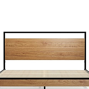 Nazhura Metal Queen Size Platform Bed Frame with Wood Headboard/Footboard (Queen (U.S. Standard))