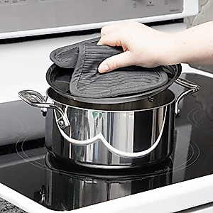 All-Clad Premium Pot Holder & Heating Pad, (2-Pack) Heat Resistant to 500 Degrees, 100% Cotton 10"x6.25" for Kitchen and Barbeque, Pewter