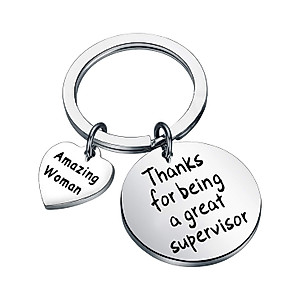 SEIRAA Supervisor Gift Amazing Woman Jewelry Gifts For Women Boss Thank You Keychain Supervisor Appreciation Gift (Supervisor keychain)