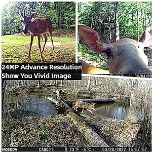 WOSODA Trail Cameras 2 Pack 24MP 1080P HD, Waterproof Game Camera Motion Activated with Fast Trigger Time Infrared Night Vision, Hunting Camera for Outdoor Wildlife Monitoring