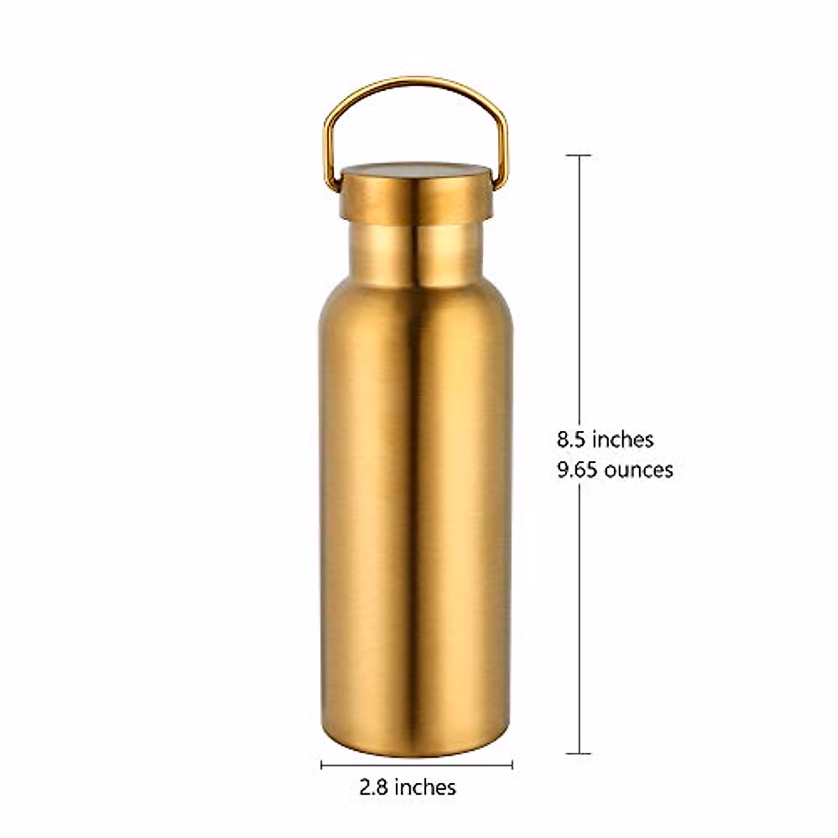 17 Oz 304 Stainless Steel Water Bottles Color Me Double Wall Vacuum Insulated Metal Water Bottle Eco Friendly Shatterproof Leak Proof Sport Water Bottles for Outdoor, Gold, Set of 1