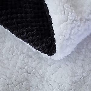 SOCHOW Waffle Sherpa Fleece Throw Blanket, Super Soft Fuzzy Warm, Lightweight Fluffy Reversible Plush Blanket for Bed Sofa Couch, 60 x 80 Inches Black