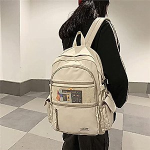 JARKJARD Kawaii Backpack Cute Aesthetic Backpack for School College Student Travel Bookbag for Girls Large Capacity Casual Daypack(White)