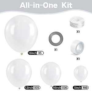 130Pcs Clear Balloons Different Sizes 5 10 12 18 Inch Clear Balloon Garland Arch Kit, Transparent Latex Balloons for Birthday Wedding Baby Shower Party Decorations.(Clear)…