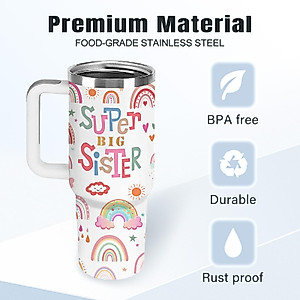 Super Big Sister Gifts - 40 Oz Tumbler with Handle, Pink Big Sister Cup Set, Birthday & Christmas Gifts for Little Sisters