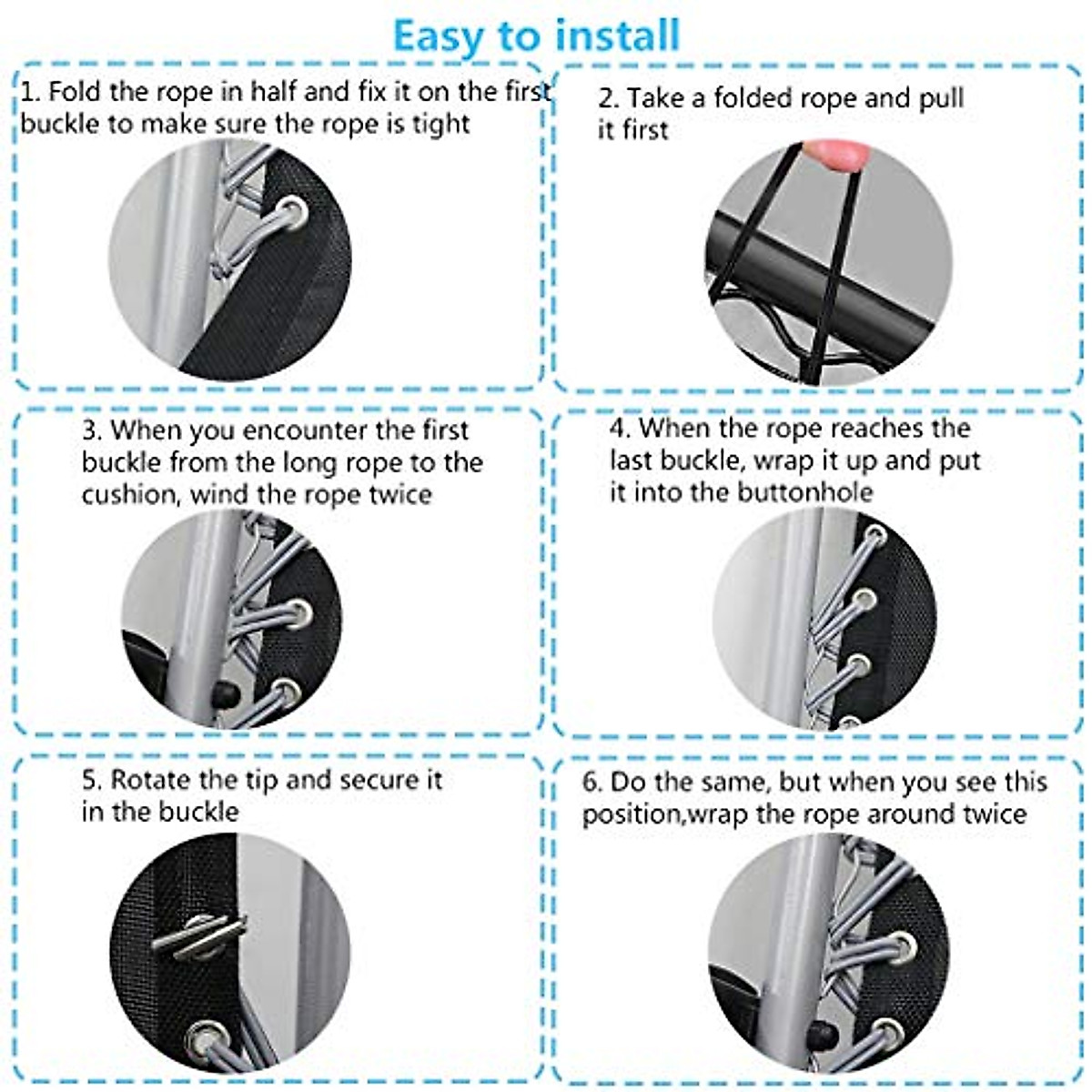 Jmkcoz 4 Pcs Zero Gravity Chair Replacement Cords Universal Replacement Laces for Antigravity Chair, Bungee Elastic Lounge Chair Cord Nylon Stretch Patio Recliners Repair Cord for Outdoor, Lawn Chair