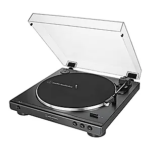 Audio-Technica AT-LP60X-BK Fully Automatic Belt-Drive Stereo Turntable, Black, Hi-Fi, 2 Speed, Dust Cover, Anti-Resonance, Die-Cast Aluminum Platter