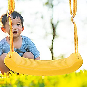 Swing Seat, Reusable Detachable Kid Outdoor Plastic Swing Seat, Kids Safety Playground Swing Seat Replacement, Anti Skid Buckle Adjustable Tear Resistant Rope Children Seat Swing for Park(Yellow)