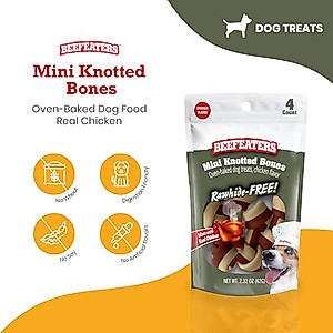 Beefeaters Dog Treats - Mini Knotted Bone 2.5" Chicken Flavor 4ct, Case of 12 | Rawhide Free Real Chicken | No Artificial Flavors Digestion-Friendly | Cleans Teeth | Training Treats