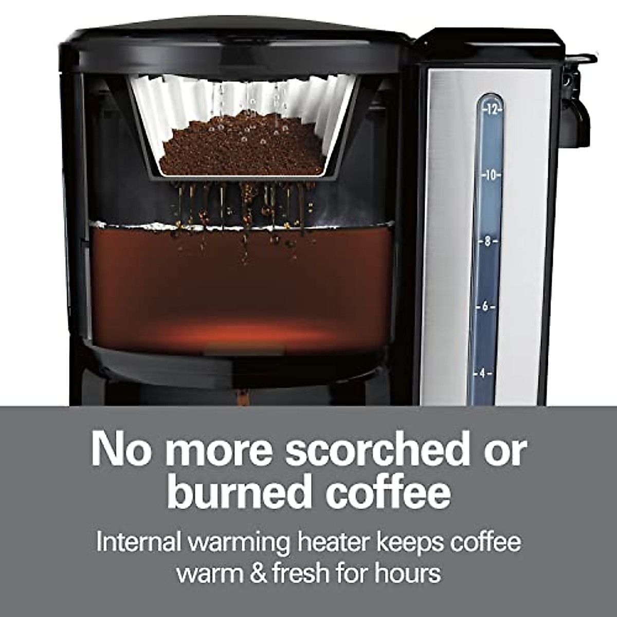 Hamilton Beach Brewstation Programmable Dispensing Drip Coffee Maker with 12 Cup Internal Brew Pot, Removable Reservoir, Black & Stainless Steel