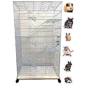 55" Extra Large 5 Levels 3/8-Inch Tight Spacing Ferret Chinchilla Sugar Glider Rats Mice Wire Cage for Small Animal