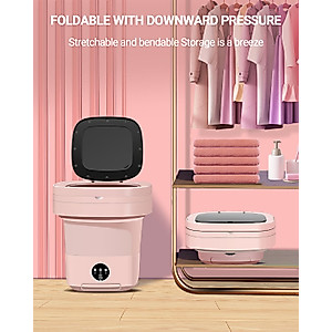 Portable Washing Machine, 11L Upgraded Large Capacity Foldable Mini Washer, Small Washing Machine for Apartments Travel Laundry Camping RV Dorm, Pink