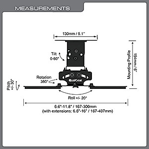 QualGear PRB-717-Blk Ceiling Mount Projector Accessory,Black Mount