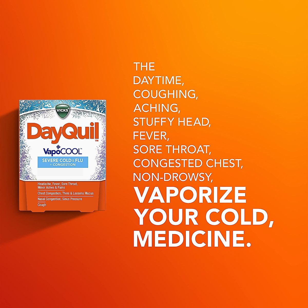 Vicks DayQuil VapoCOOL SEVERE Cold & Flu + Congestion Medicine, Non-Drowsy Max Strength 9-Symptom Relief for Fever, Sore Throat, Chest Congestion, Stuffy Nose, Nasal Congestion, Cough, 24 Caplets