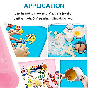 Non-Slip Silicone Placemats for Children Kids Baby, Large Silicone Sheets for Crafts Resin Jewelry Casting Molds Mat, Multi-Purpose Placemat for Children Baby, 2 Pack, Baby Pink&Blue