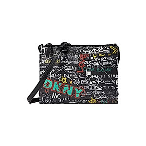 DKNY Bryant Park Top Zip Crossbody Black Graffiti One Size