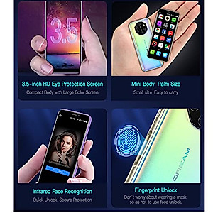 Soyes S10I Unlocked Mini 4G Android Smart Phone 3.5" Dual Sim Ultra Thin Card Student Palm Cellphone Google Play Whatsapp Face Fingerprint 2050mAh Global Version (Star Purple, 3GB+64GB)