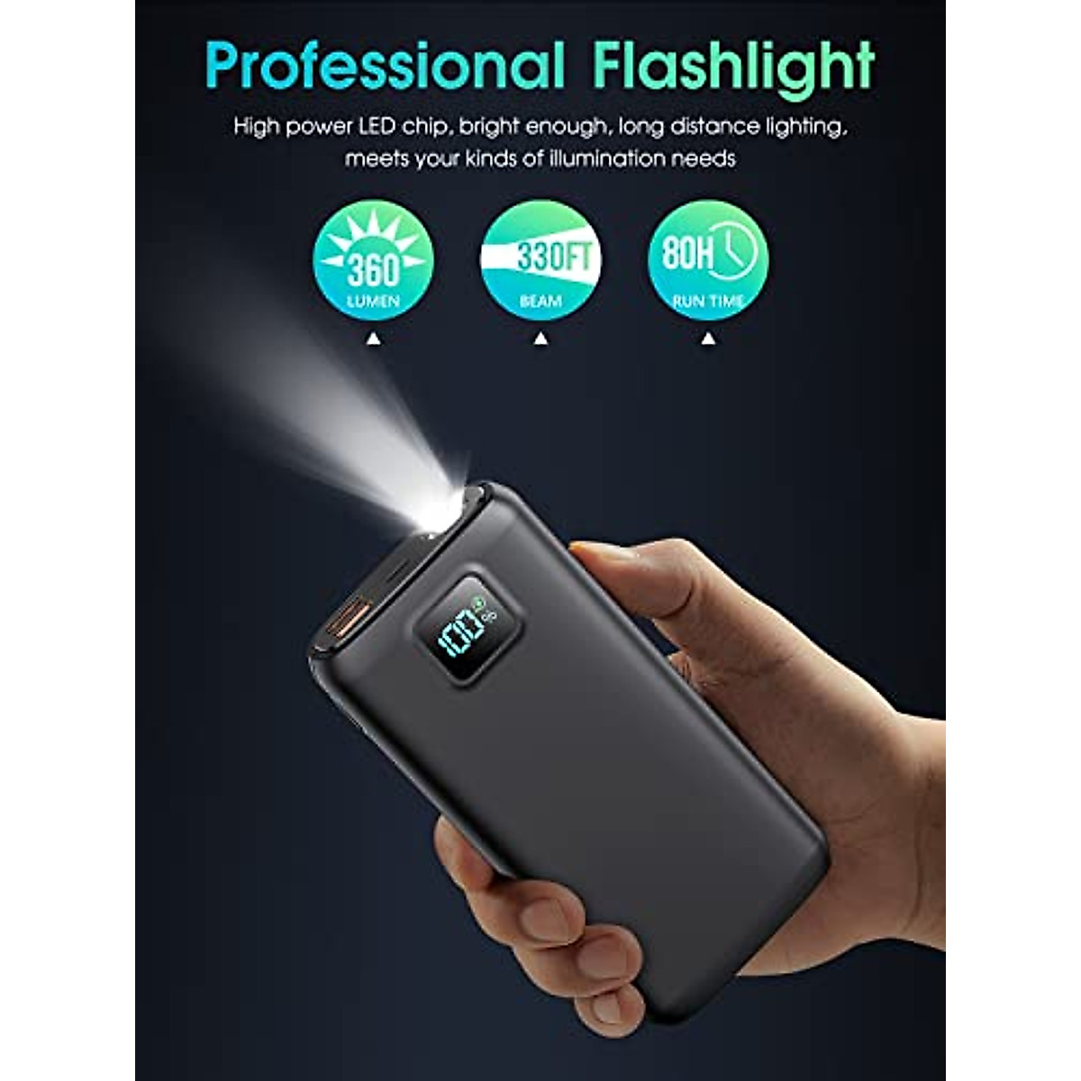 Portable-Charger-Power-Bank - 40000mAh Power Bank PD 30W and QC 4.0 Quick Charging Built-in LED Display 2 USB 1Type-C Output Compatible with Most Electronic Devices on The Market