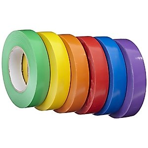 School Specialty Vinyl Gym Tape School Pack - 1 inch x 60 yards - Set of 6 - Assorted Colors