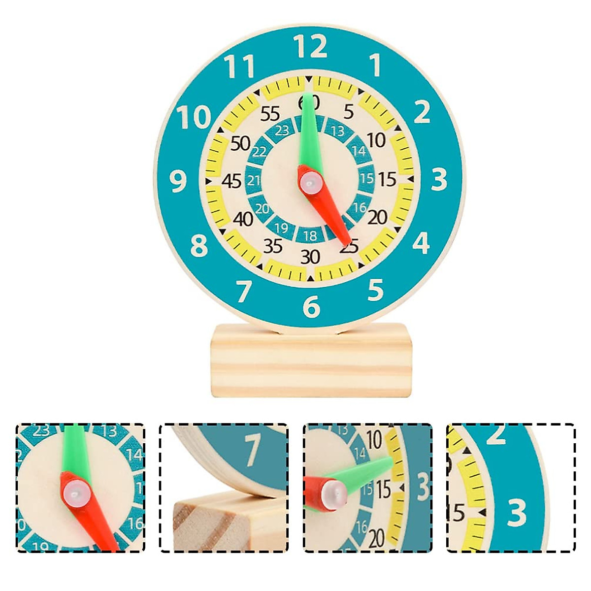 NUOBESTY Wood Number Learning Clock Montessori Teaching Time Clock Toys Early Education Math Wooden Teaching Clock for Classroom Early Learning