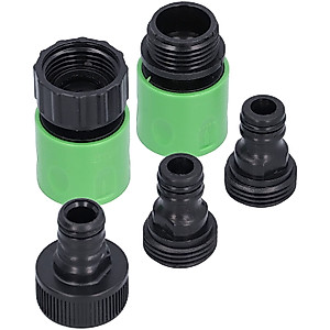 Garden Hose Quick Connector, NPT 3/4 Female Male Thread Coupler Nipple for Garden Lawn Irrigation, Plastic Water Hose Connect for Sprinklers and Spray Nozzles, Green (5 Pcs in Each Set)