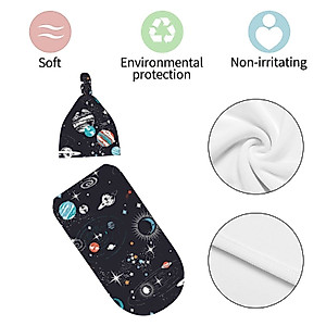 Space Baby Stuff Galaxy Swaddle with Beanie Set, Soft and Stretchy Baby Constellation Baby Swaddles Warp Blanket Swaddle Sack for Boy and Girl Gift