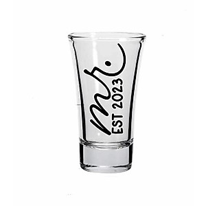 Jemley Mr. and Mrs. Est 2023 Shot Glasses Bride and Groom Shot Glasses Wedding Shot Glasses 2oz Shot Glasses Set of Two Mr. and Mrs. Engagement Present Wedding Shot Glasses | Bridal Shower Gift