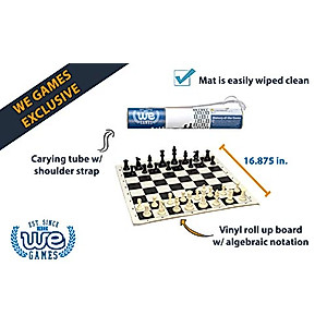 WE Games Chess Sets for Adults, Chess Board is 17 in., Chess Pieces with 3.08 inch King Travel Chess Set, Board Games Storage in Convenient Portable Carry Tube, Games for Adults