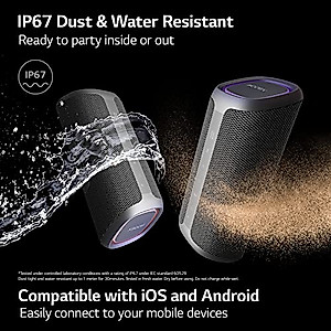 LG XG7QBK.DUSALLK Go Portable Bluetooth Speaker - LED Lighting and up to 24-Hour Battery, Black