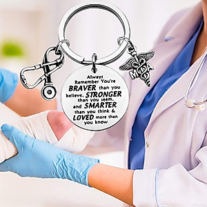 Medical Assistant keychains MA Gift Medical Assistant Graduation Gift Med School MA Inspiration Gifts You are Braver Stronger Smarter Than You Think (keychain)