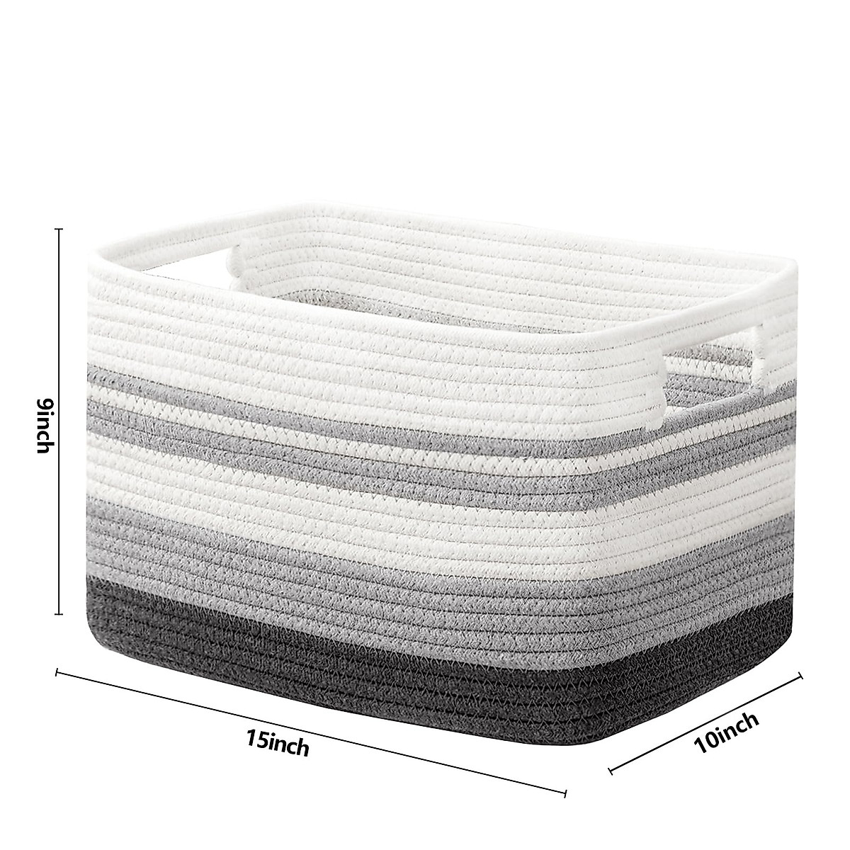 UBBCARE 3 Packs Storage Basket, Cotton Rope Baskets for Organizing Toys, Clothes, Woven Basket Bin for Shelves, Laundry Room, Bedroom, Nursery, and Living Room - Black & Brown Basket