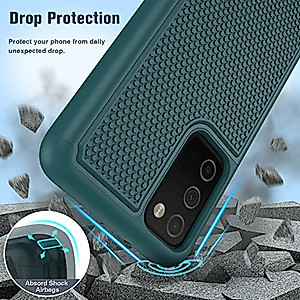 BNIUT for Samsung Galaxy A03s Case Shockproof: Dual Layer Protective Heavy Duty Cell Phone Cover Rugged with Non Slip Textured Back - Military Protection Bumper Tough - 6.5inch (Dark Green)