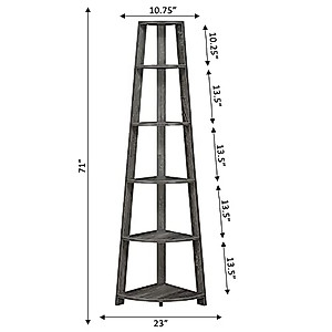 Convenience Concepts Newport 5 Tier Corner Bookcase, Weathered Gray