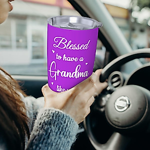Birthday Gifts for Grandma Tumbler with Straw, Good Mothers Day Gifts for Nana Mimi from Grandkids, 20oz Stainless Steel Insulated Tumbler Drinking Cup Coffee Tea Presents for Grandma Drinking Cup