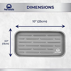 2 Pcs Silicone Kitchen Sink Organizer for Sponge Holder, Soap Dispenser - Bathroom Organizer pack of 2, 10” x 5.3” x 0.67” (Grey)
