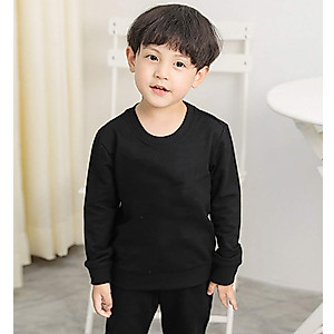 DCUTERQ Boys' Crewneck Thin Sweatshirt Girls Sport Long Sleeve Cotton Pullover Tops Kids Toddler Solid T-Shirt Black 3T