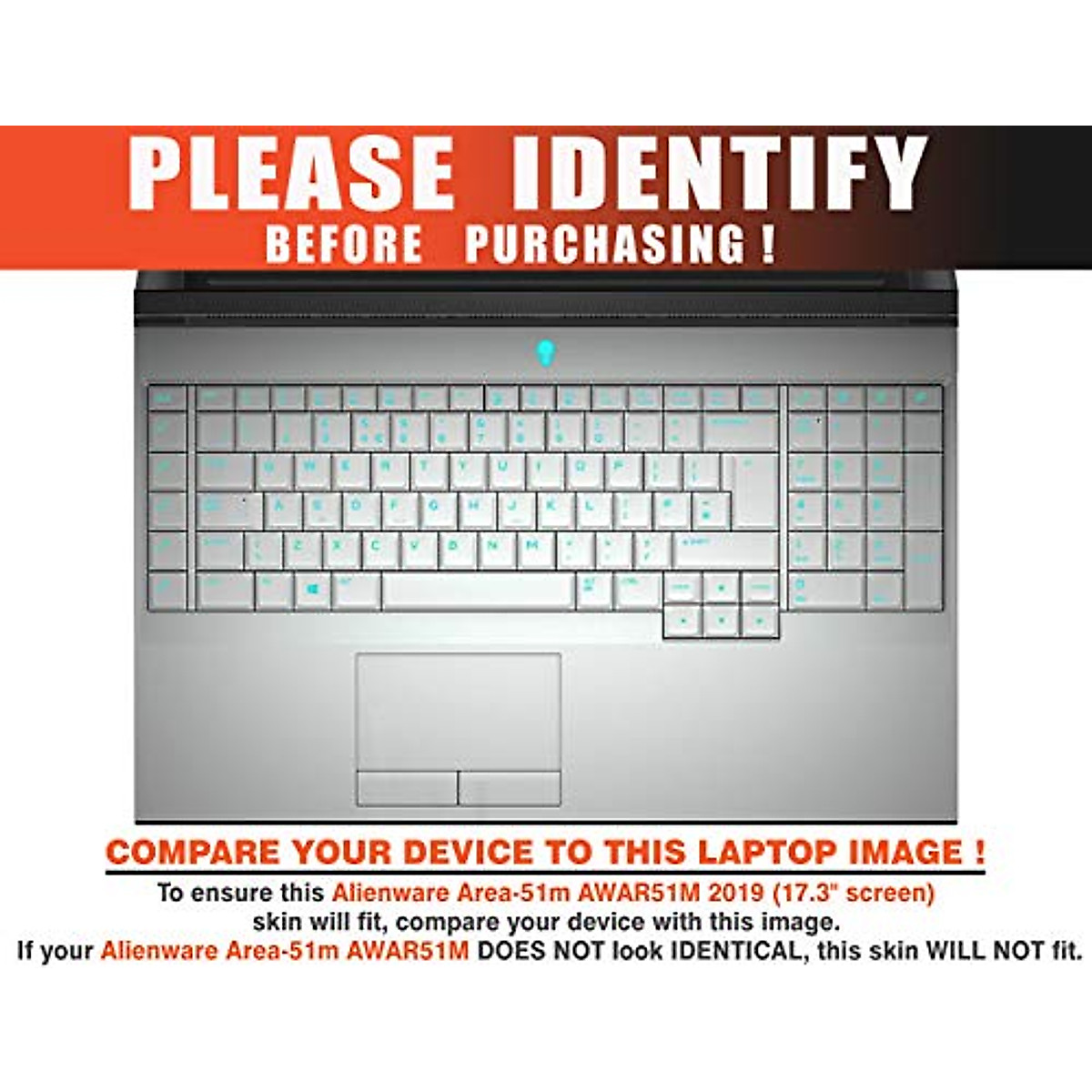 Decalrus - Protective Decal Skin Sticker for 2019 Alienware Area-51m AWAR51M (17.3" Screen) case Cover wrap ALarea51m_17-82