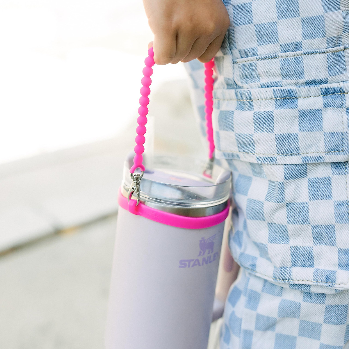 Ryan & Rose Water Bottle Handle - Water Bottle Sling, Carrier, Holder with strap - Soft Durable Silicone - Fits Most 8-40oz Bottles - Compatible Stanley Cup Accessories (Warrior)