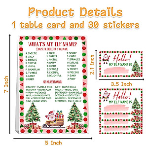 What's Your ELF Name Game, with 1 ELF Themed Sign and 30 Name Stickers, Christmas Party Game,Birthday Party Activities for Adults and Kids,Activity Game for Class Graduation