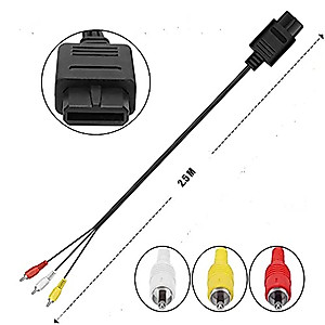 N64 AV Cable, Audio Video AV Cable Cord for Nintendo 64 N64, Gamecube GC,Super Nintendo SNES, 2.5M/8.2FT