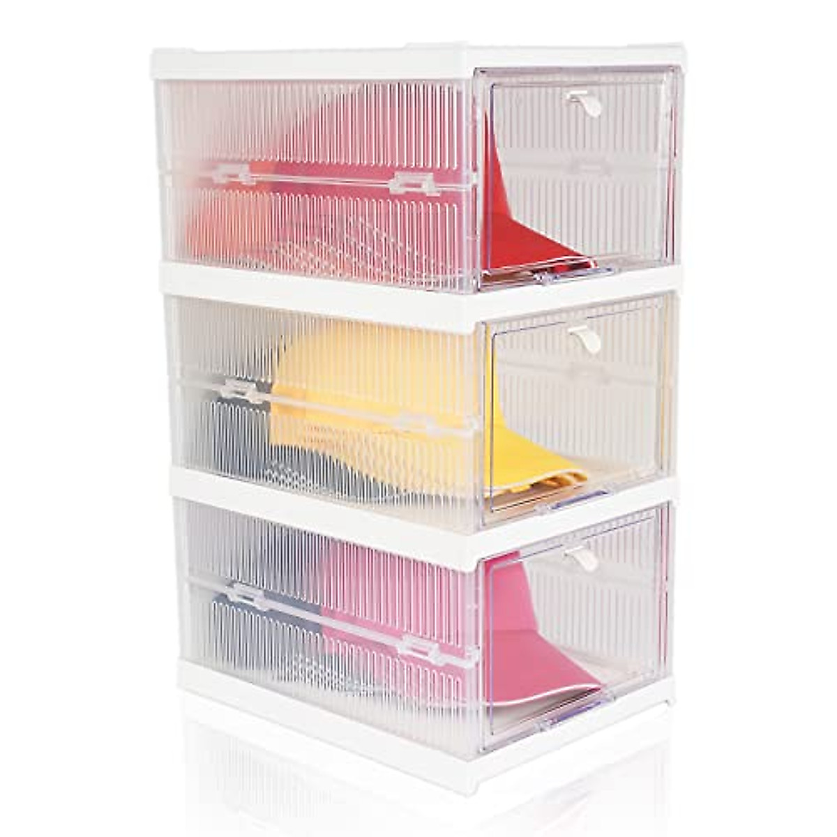 GOJUSO Folding Storage Organizer Box for Hats Baseball Caps Organizer 3-Tier Shoe Rack Hat Rack