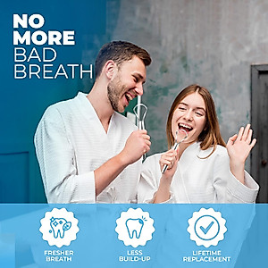 Tongue Scraper for Adults by HOKIN (2Pcs Oral Care Pack) Stainless Steel Tongue Cleaners Reduce Bad Breath 100% Metal Tough Scrapers Men and Women Hygiene Product