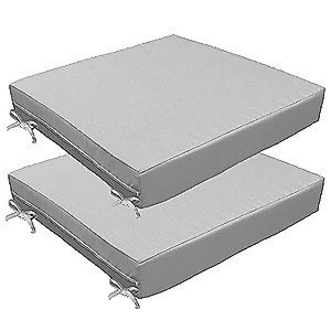 TECOSARA Patio Chair Cushion 18.5x16x3, Water Resistant Outdoor Loveseat Cushion Set of 2, Memory Foam Chair Cushions Outdoor Chair Cushion, Seat Cushions with Ties for Patio Furniture