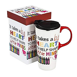Cypress Home It Takes A Big Heart To Help Shape Little Minds 17 OZ DoubleWall Insulated Travel Mug Teacher Appreciation Gift 3.5 x 5.25 x 7 inches
