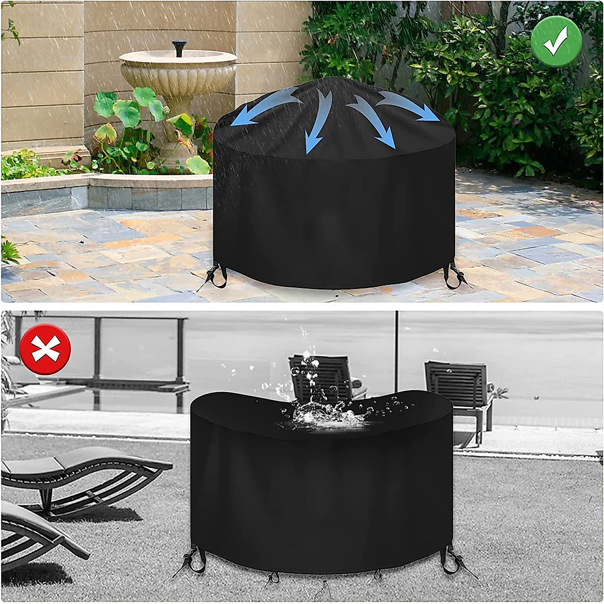 Patio Table Cover for Garden Round - Beige, 31x30inch, Waterproof, Rain, Snow, dust, Wind and UV Protection, 420D Oxford, Patio Furniture Covers, Round-The-Clock Protection, for Outdoor Furniture