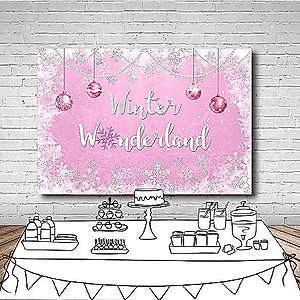 MEHOFOND 7x5ft Winter Wonderland Backdrop Baby Shower Party Supplies Decorations Snowflake Photography Background Sliver Glitter Pearl Banner Decoration Photo Booth Props