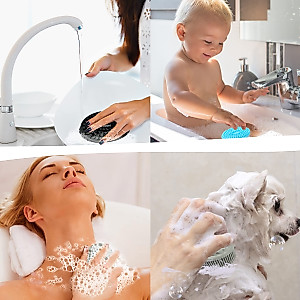 Silicone Body Scrubber Loofah - Set of 3 Soft Exfoliating Body Bath Shower Scrubber Loofah Brush for Sensitive Kids Women Men All Kinds of Skin(Black/Gray/Blue)